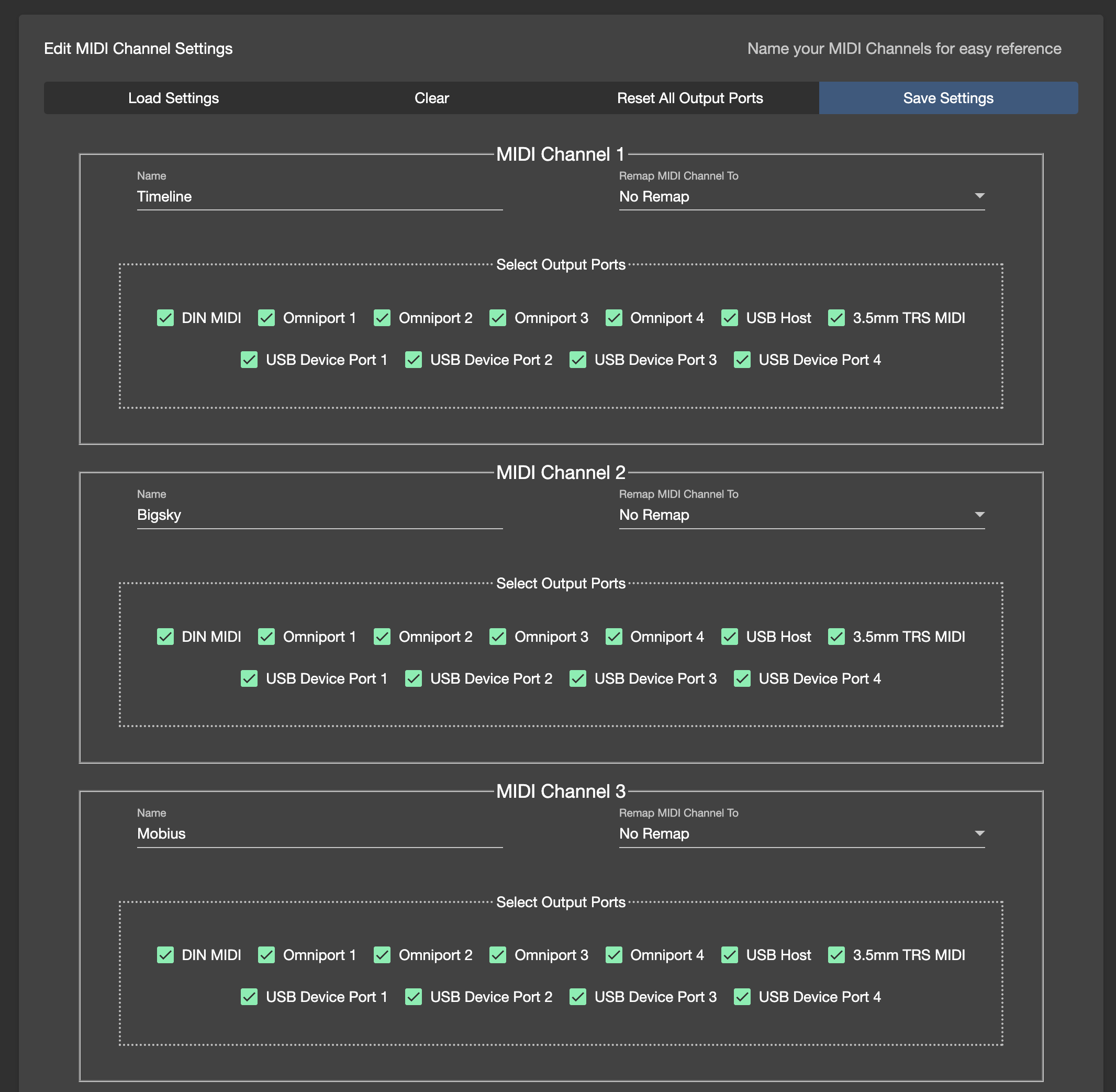 Remapping MIDI channels