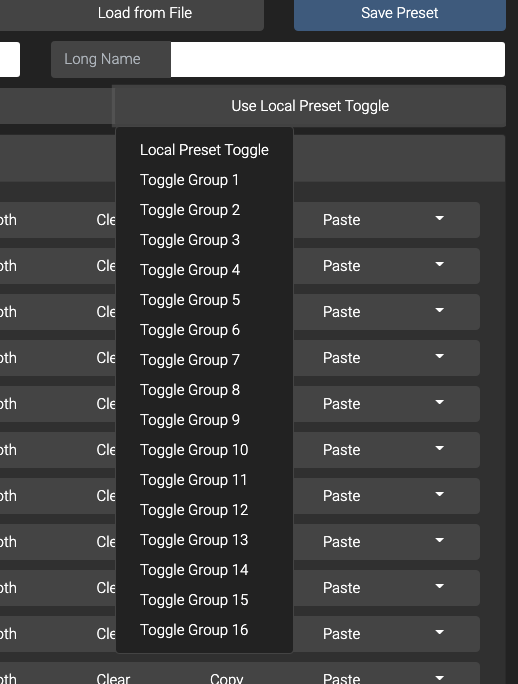 Preset Toggle Groups